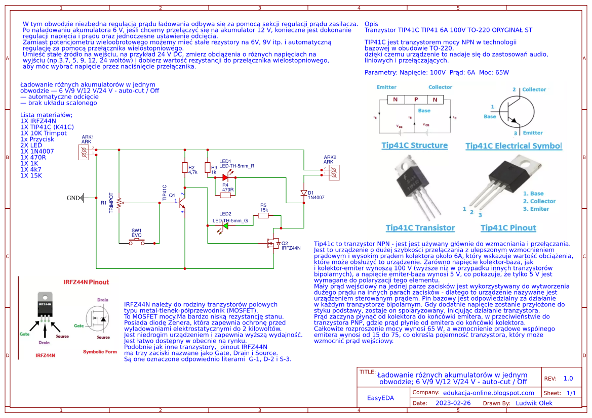 Ładowanie akumulatorów auto-cut - OSHWLab