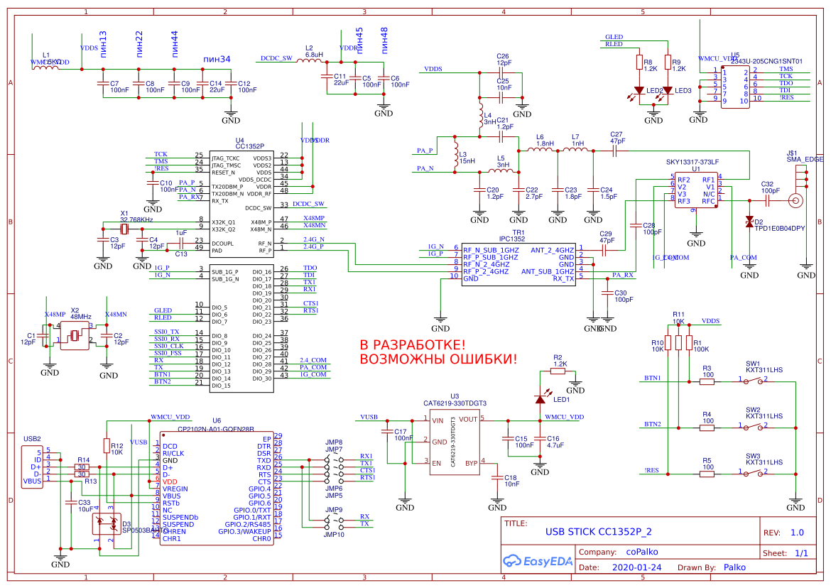 CC1352P-2 USB 0201 - OSHWLab