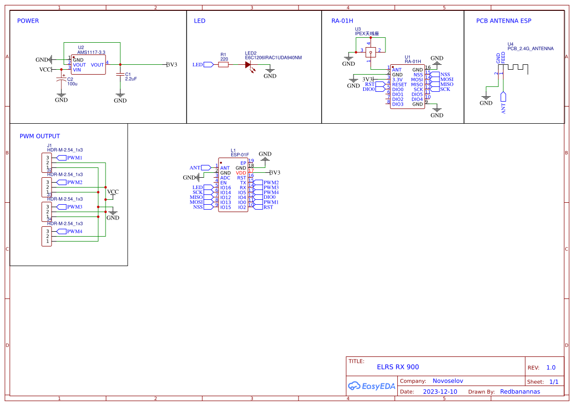 ELRS RX 900MHz PWM 4 - OSHWLab