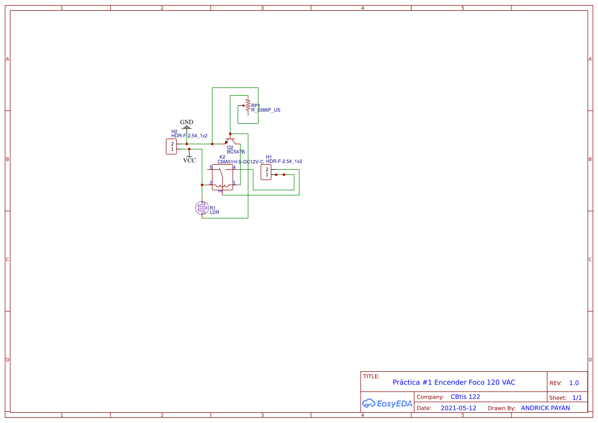 Práctica #1Encender Foco 120V - EasyEDA open source hardware lab