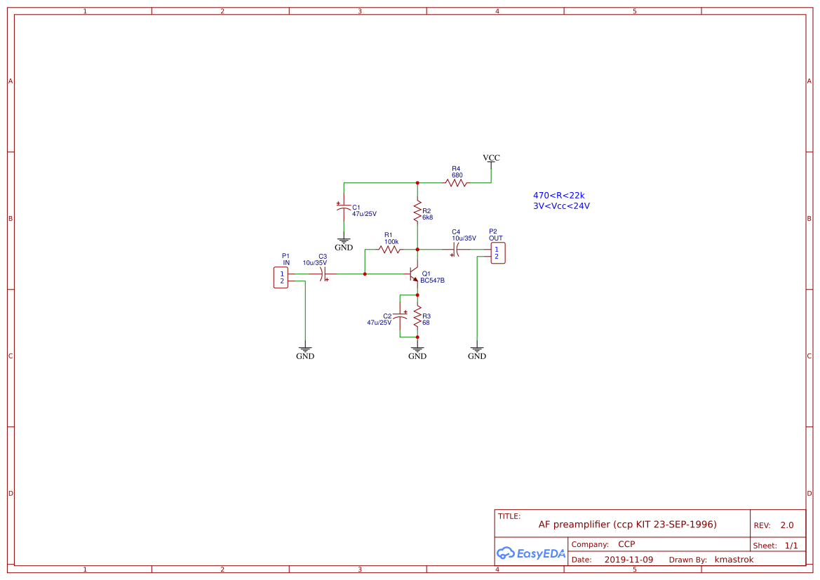 AF preamplifier - EasyEDA open source hardware lab