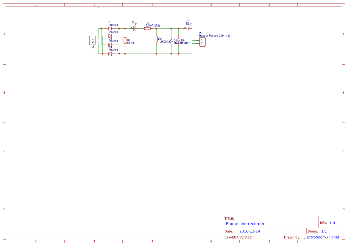 Phone line recorder - EasyEDA open source hardware lab