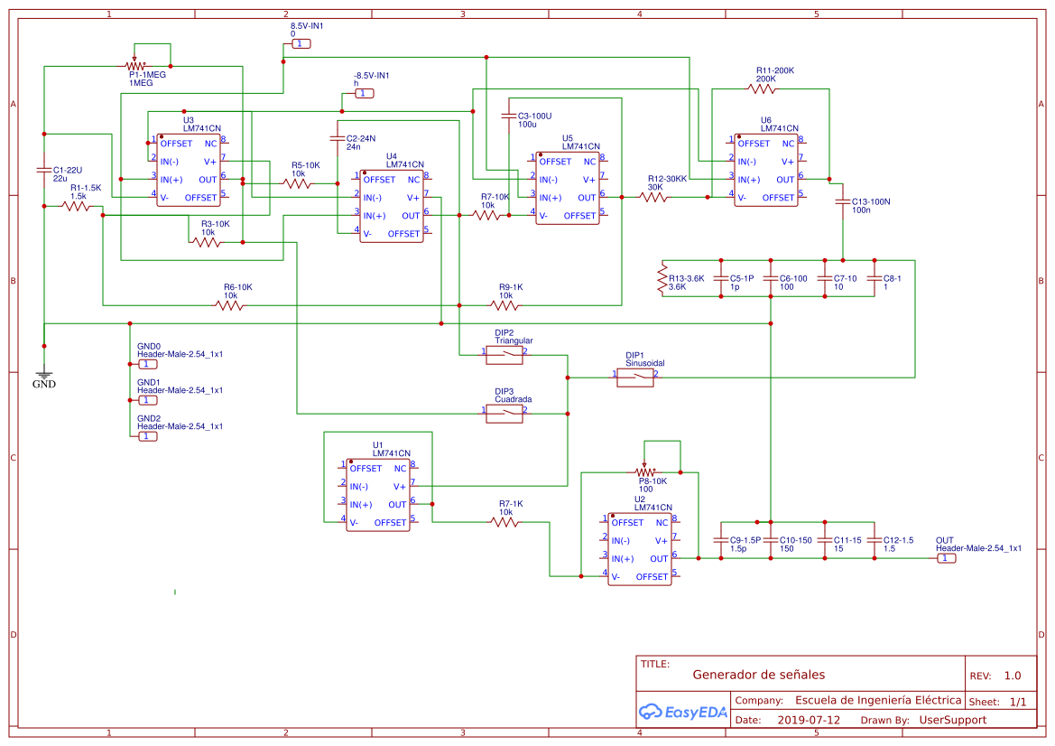 Esquematico Generador Señales - Platform for creating and sharing projects - OSHWLab