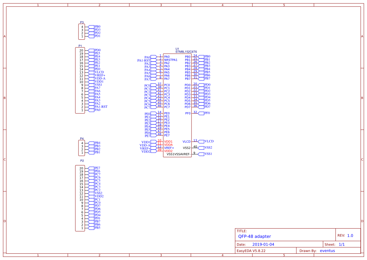 QFP-48 adapter - EasyEDA open source hardware lab