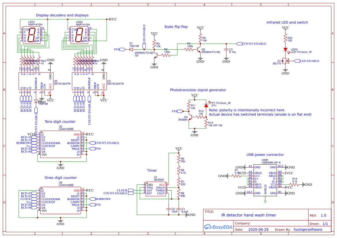 hand wash timer (digital logic) - EasyEDA open source hardware lab