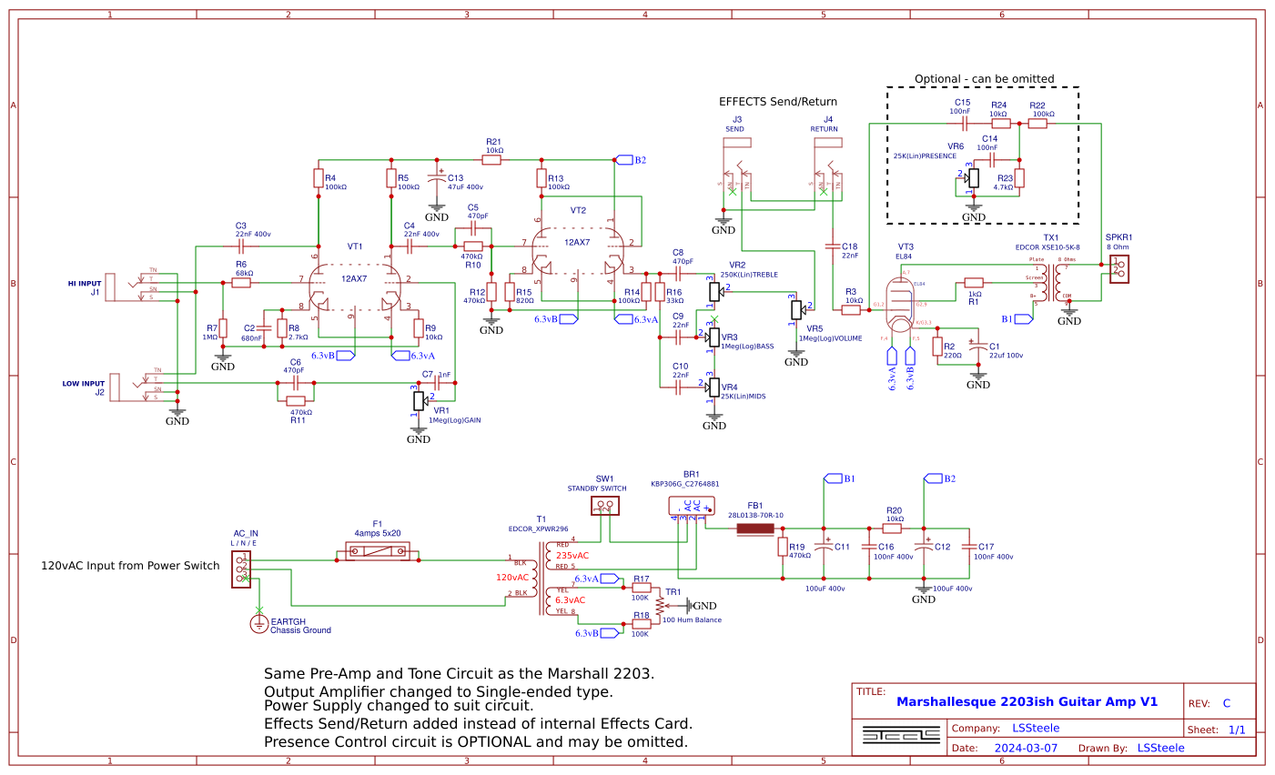Marshall 2203 Amplifier - EasyEDA open source hardware lab