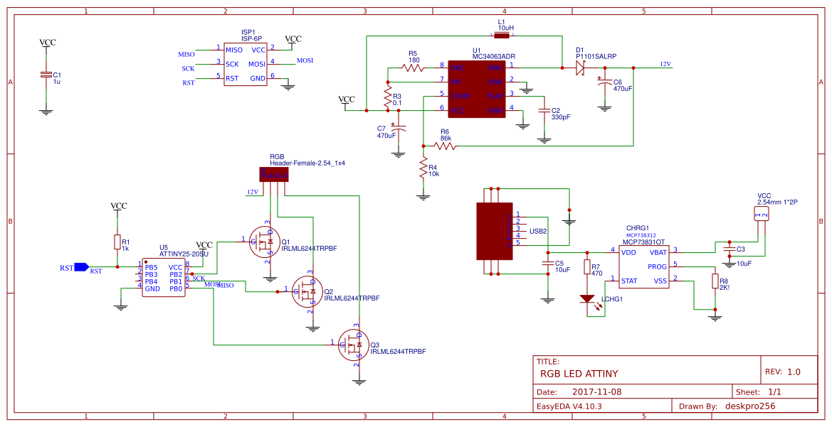 ATTINY RGB LED strip - OSHWLab