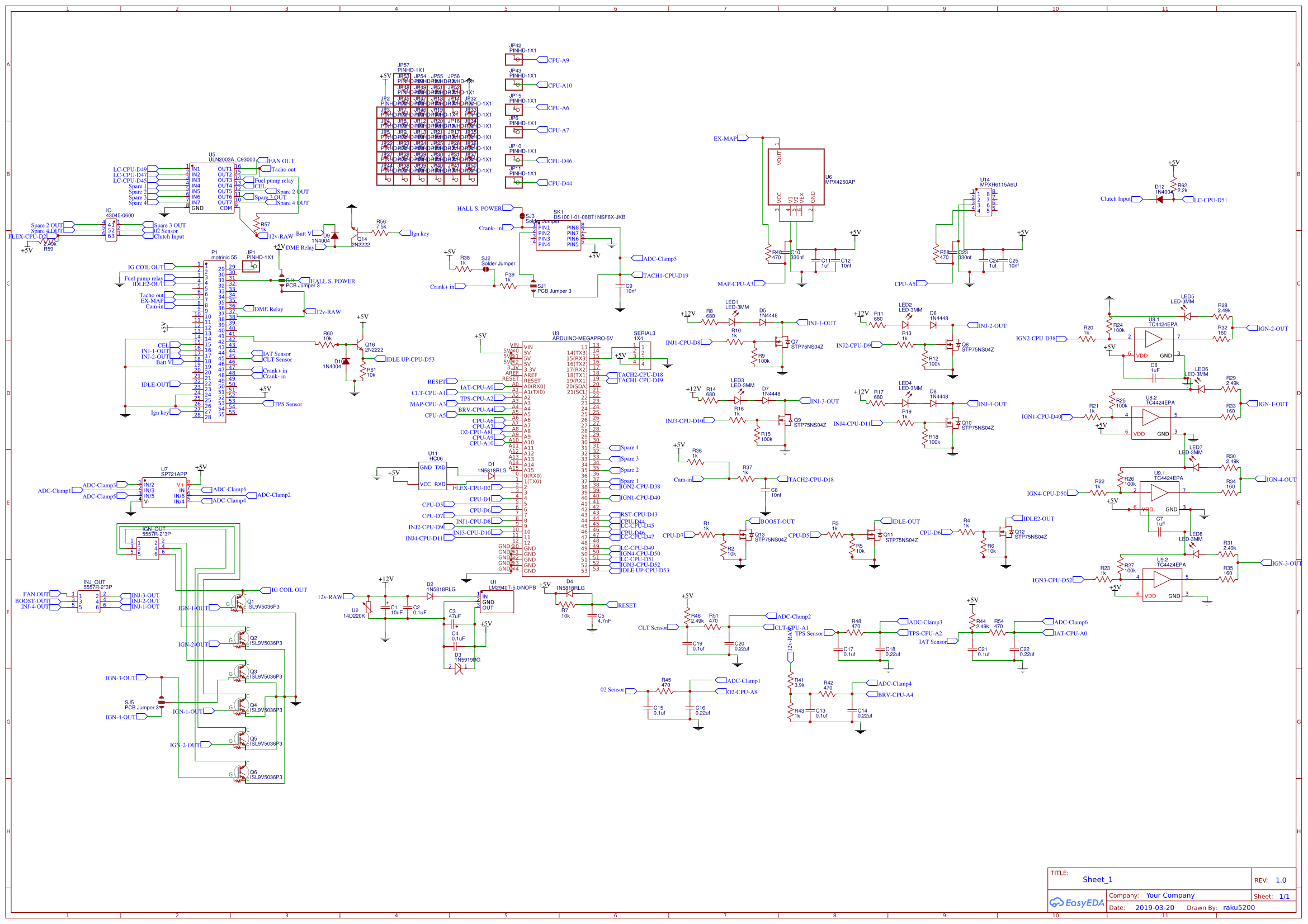 Speeduino compatible PCB Motronic 55 pin - EasyEDA open source hardware lab