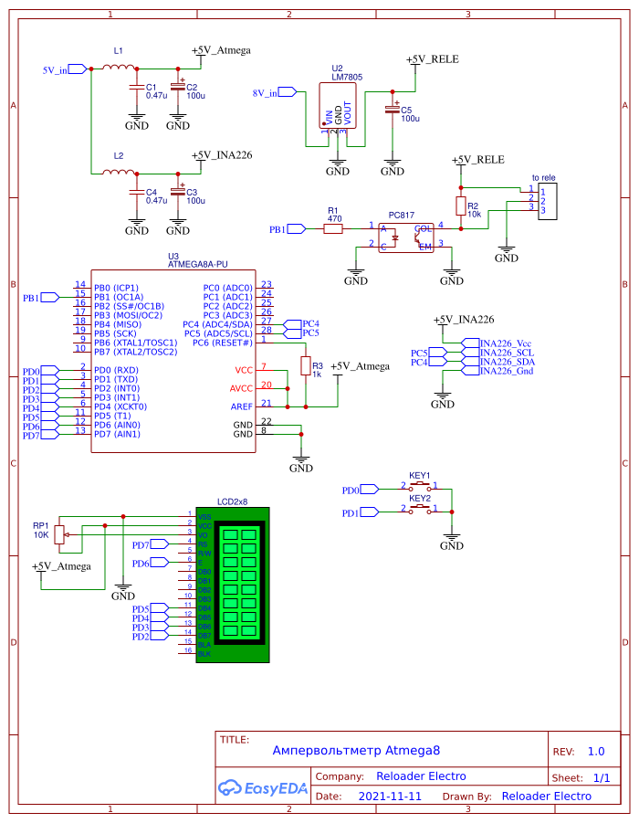 Amper Volt Atmega8 - EasyEDA open source hardware lab