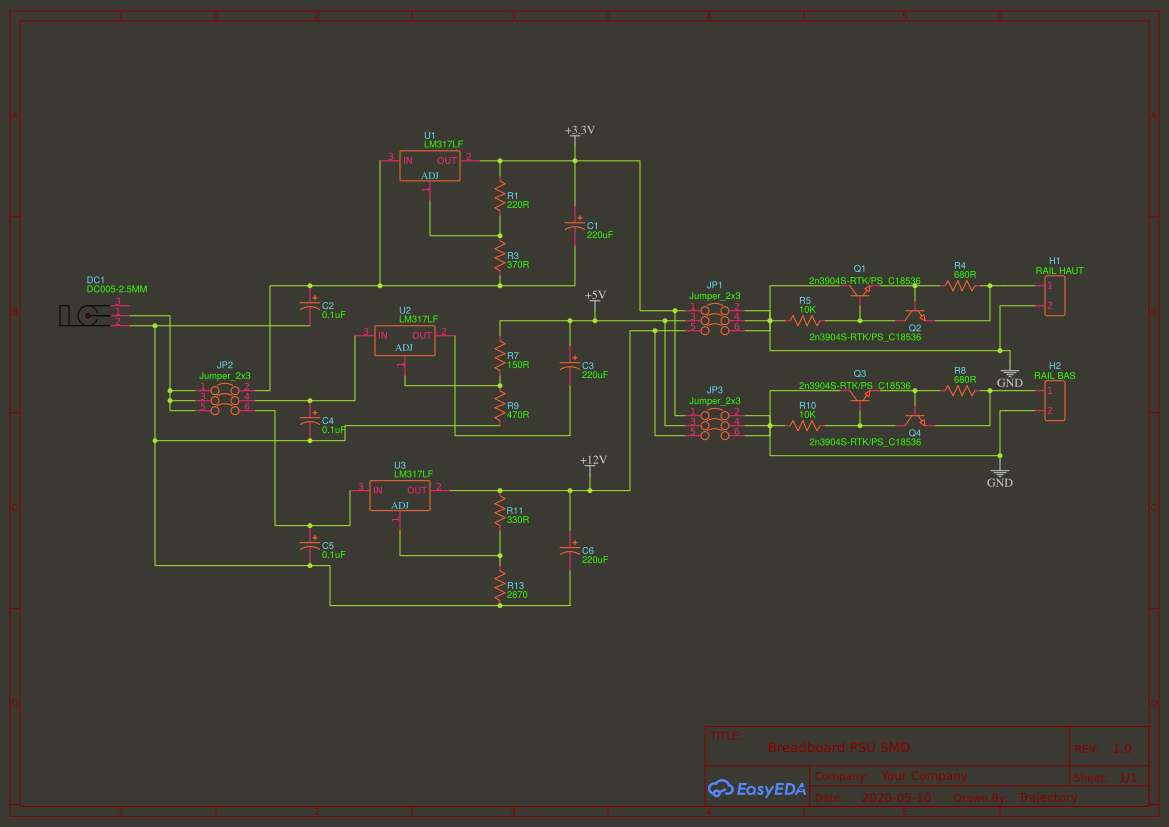 [SMD Version] Breadboard PSU - EasyEDA open source hardware lab