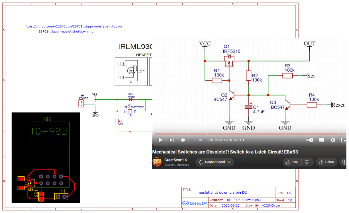 esp01 latch off p-mosfet - EasyEDA open source hardware lab
