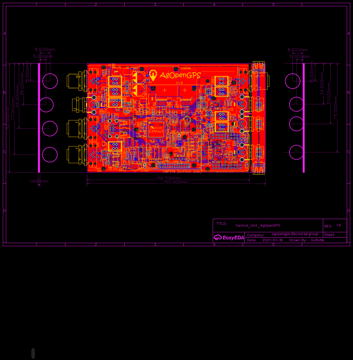 Central Unit for AgOpenGPS / Zentralbaugruppe AgOpenGPS - EasyEDA open source hardware lab