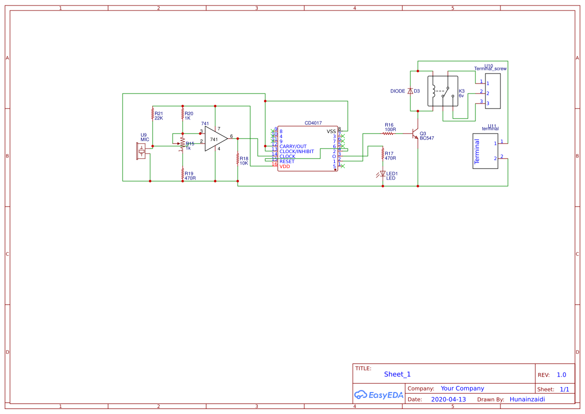 Clap changeover circuit - Platform for creating and sharing projects - OSHWLab