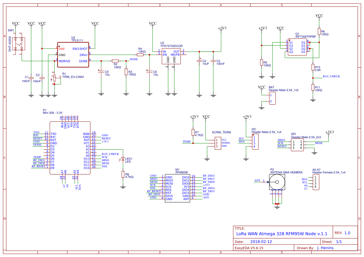 LoRa Wan Atmega 328P RFM95W Node.v.1.0 - EasyEDA