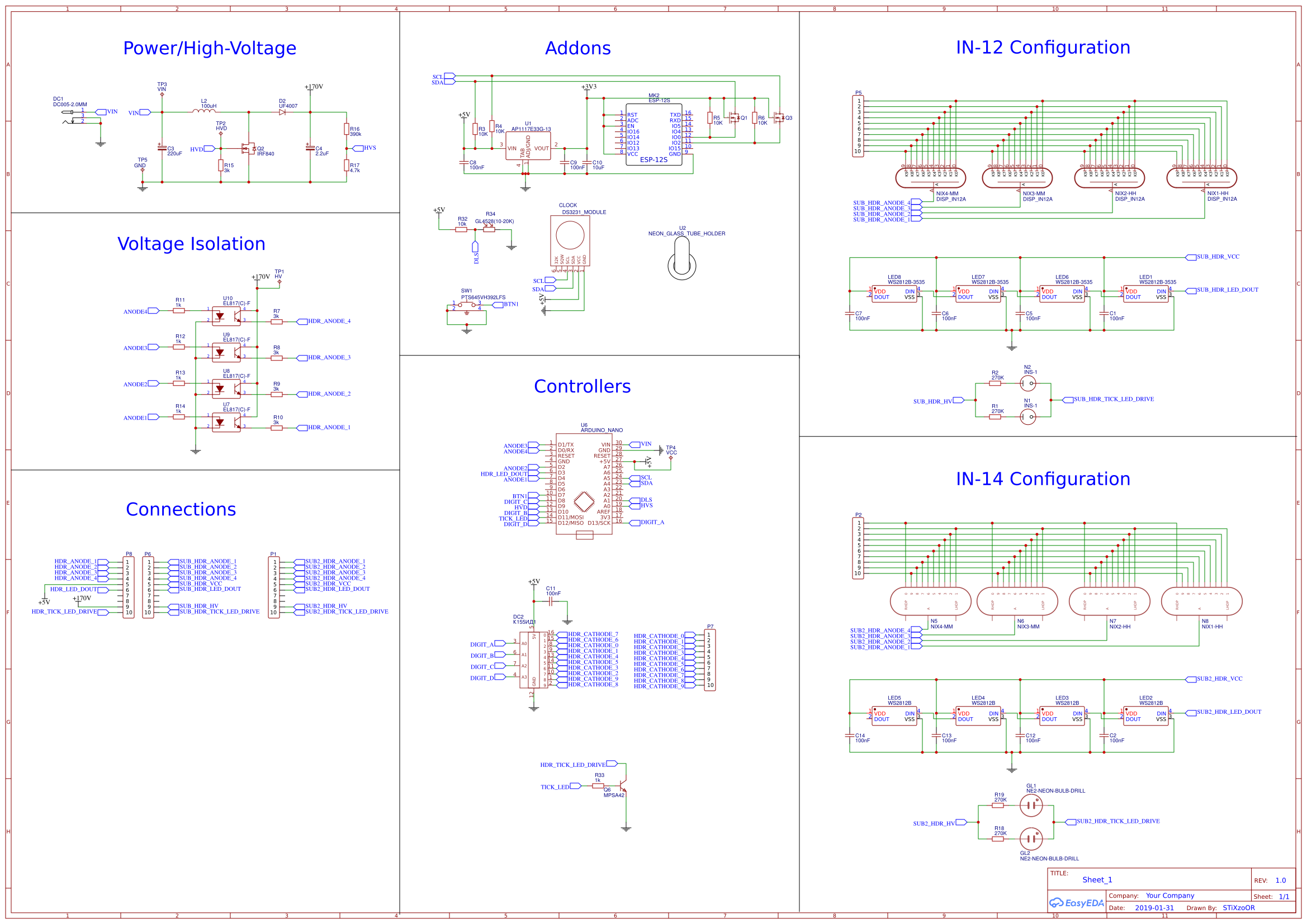 Nixie Clock Arduino - WS2812B copy - OSHWLab