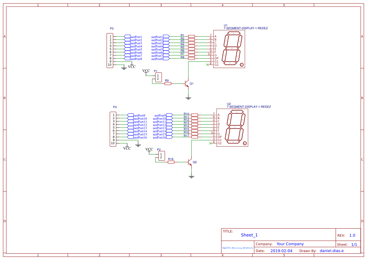 Modulo display 7seg - Dupla face - OSHWLab