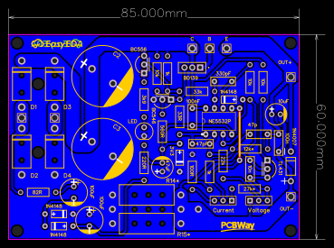 Linear adjustable power supply unit at the op-amp - OSHWLab