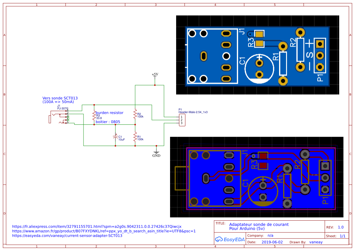 current sensor adapter SCT013 - OSHWLab