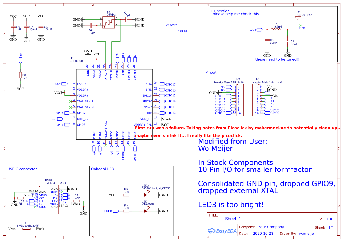 ESP32-C3 TinyBurro - EasyEDA open source hardware lab