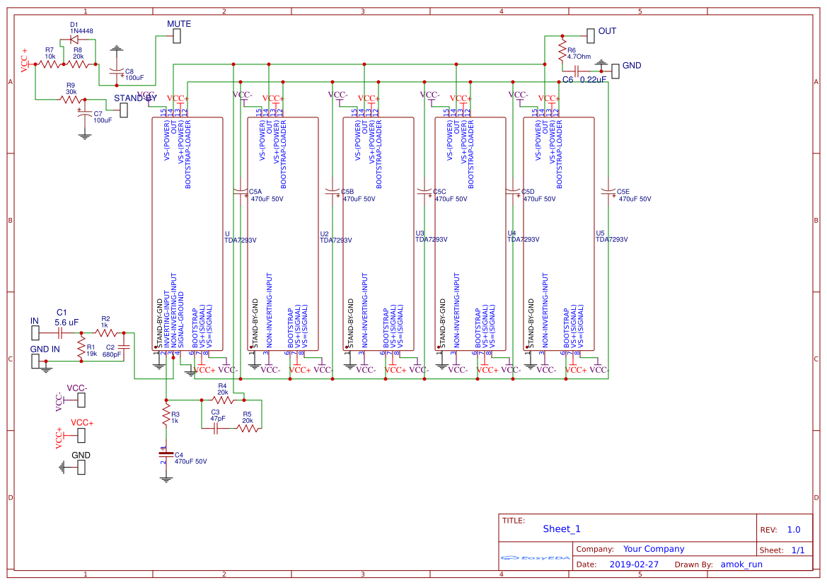 TDA7293 5 PARALLEL - EasyEDA open source hardware lab