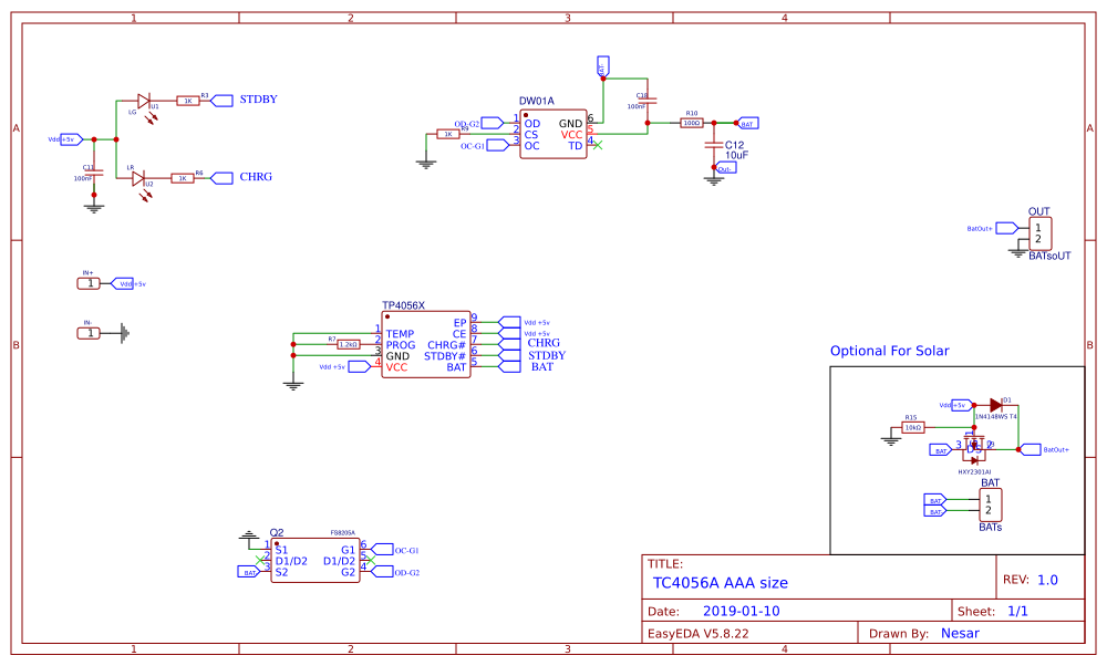 TP4056 AAA Sized - EasyEDA open source hardware lab