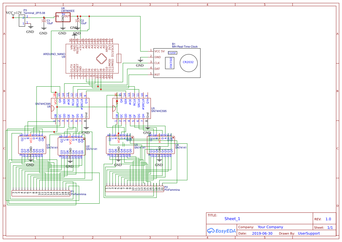 Nixie clock - EasyEDA open source hardware lab