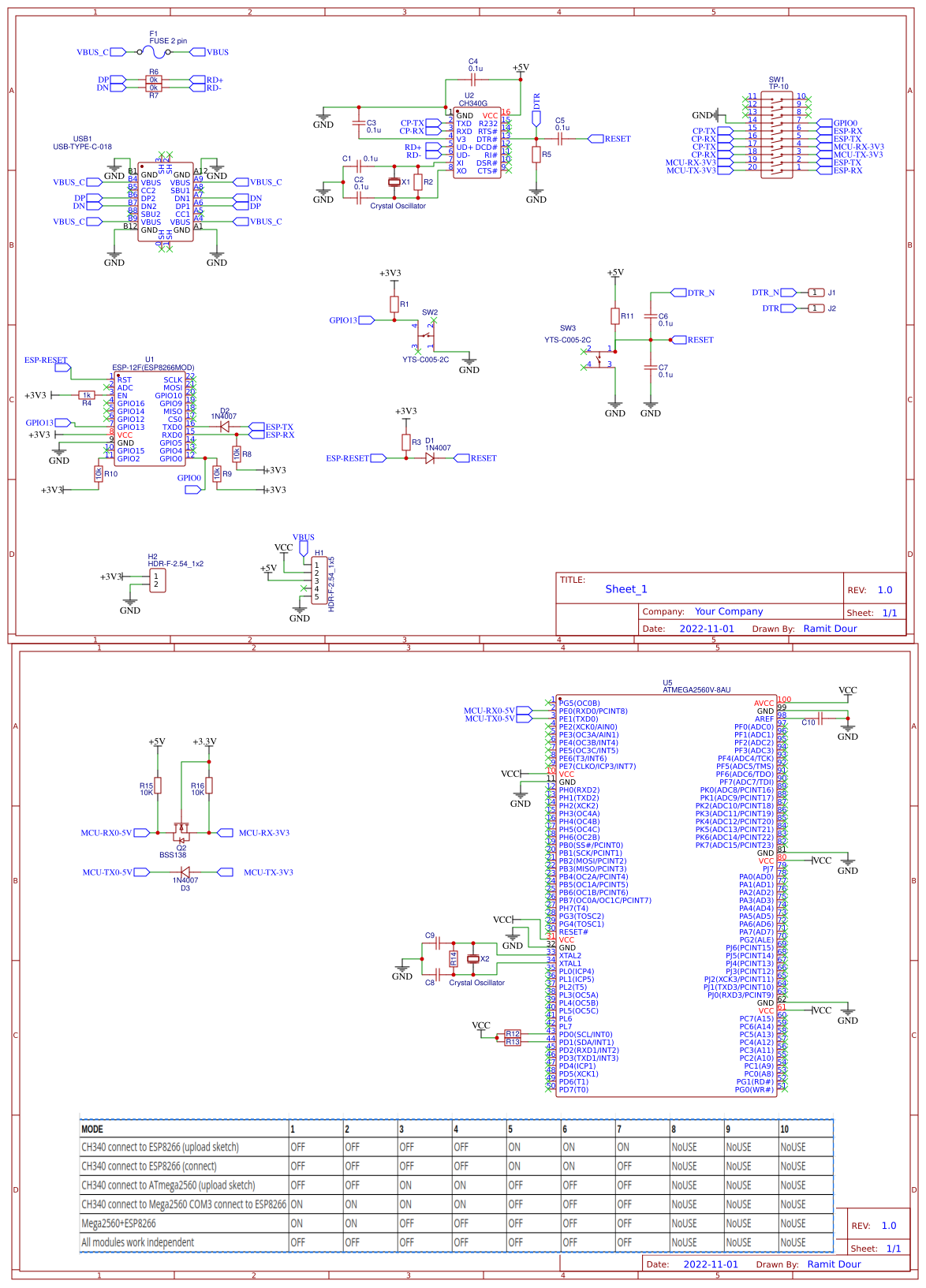 esp8266_atmega2560_usb_ttl - OSHWLab