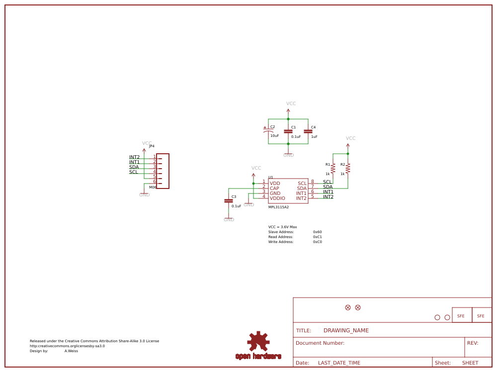 Altitude/Pressure Sensor Breakout - MPL3115A2 (Open hardware) - OSHWLab