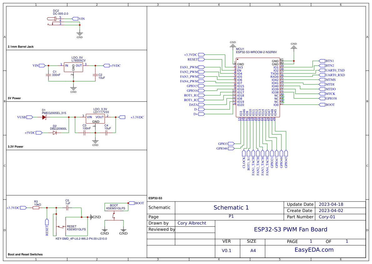 ESP32-S3 PWM Fan Board - EasyEDA open source hardware lab