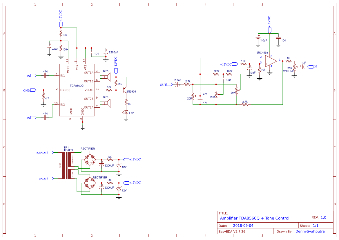 Amplifier TDA8560Q + Tone Control copy - EasyEDA open source hardware lab