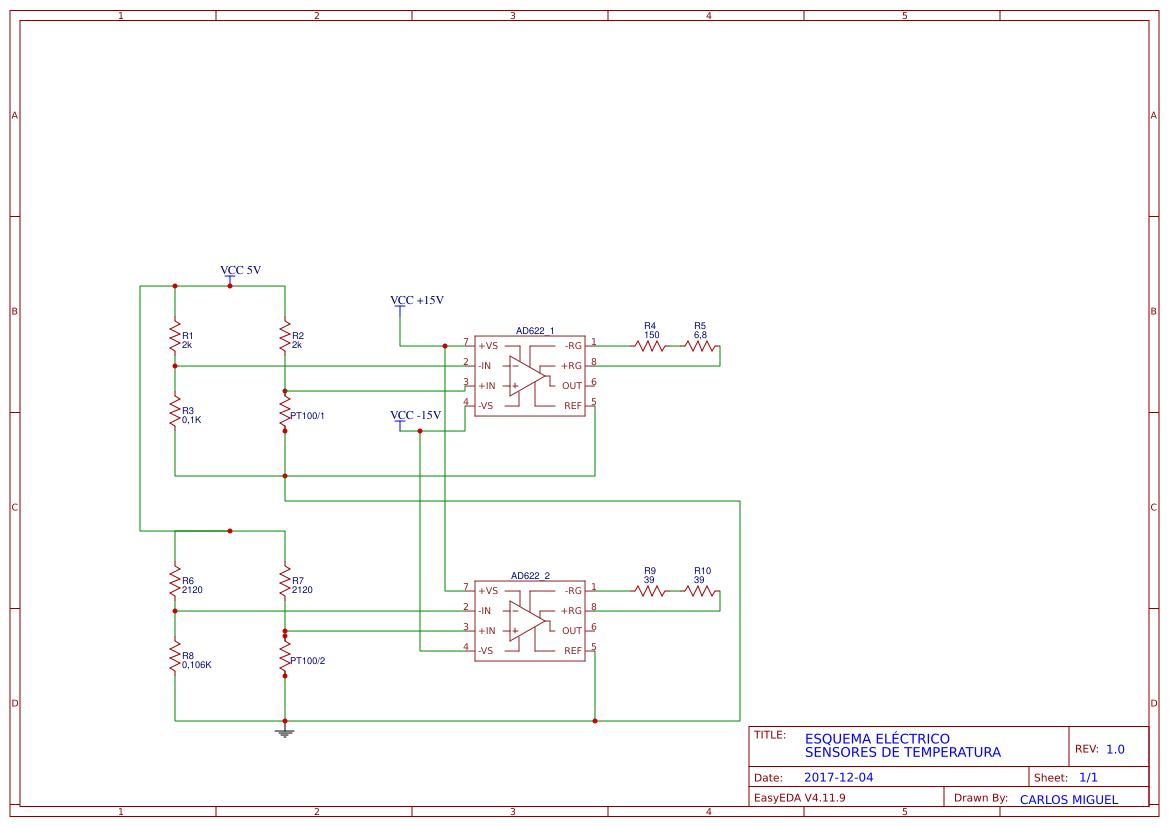instrumentación Temperatura ambiente esquema electrico - EasyEDA open source hardware lab