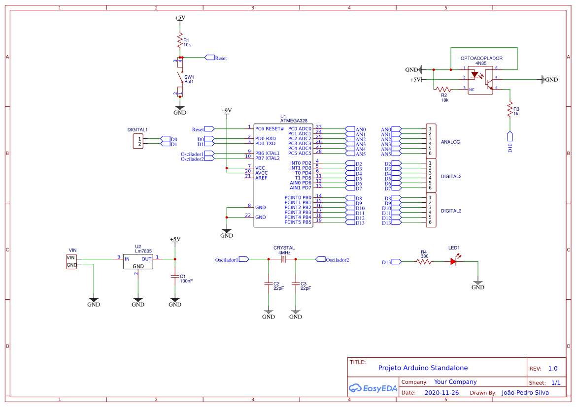 Projeto Arduino Standalone - OSHWLab