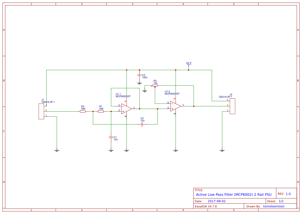 Active Low Pass Filter - OSHWLab