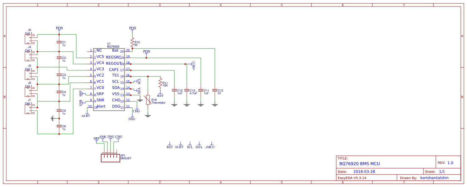 BQ76920 BMS_Pack MCU - OSHWLab