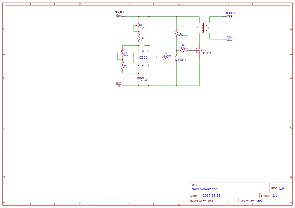 Efficient Flyback Driver High Volts circuit using IC555 - OSHWLab