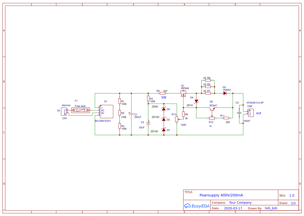 Powersupply 400V/200mA - EasyEDA open source hardware lab