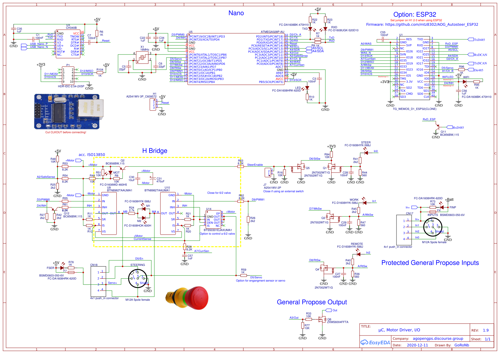 Central Unit for AgOpenGPS / Zentralbaugruppe AgOpenGPS - EasyEDA open source hardware lab