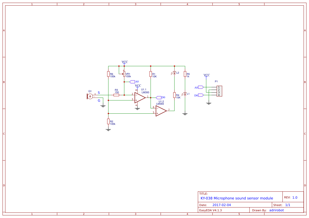 KY-038 Microphone sound sensor module copy - EasyEDA open source hardware lab