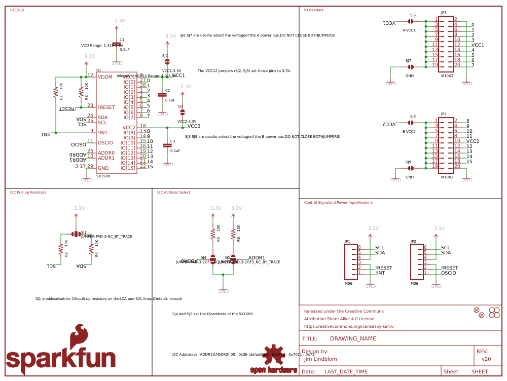 16 Output I/O Expander Breakout - SX1509 (Open hardware) - OSHWLab