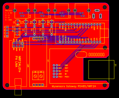 Mysensors Gateway RS485/NRF24 - EasyEDA open source hardware lab
