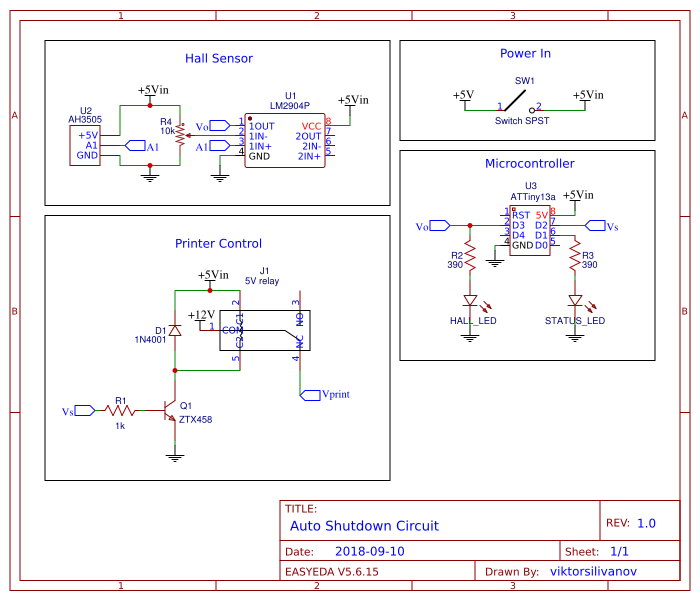 3D Printer Auto Shutdown Controller v1 - EasyEDA open source hardware lab