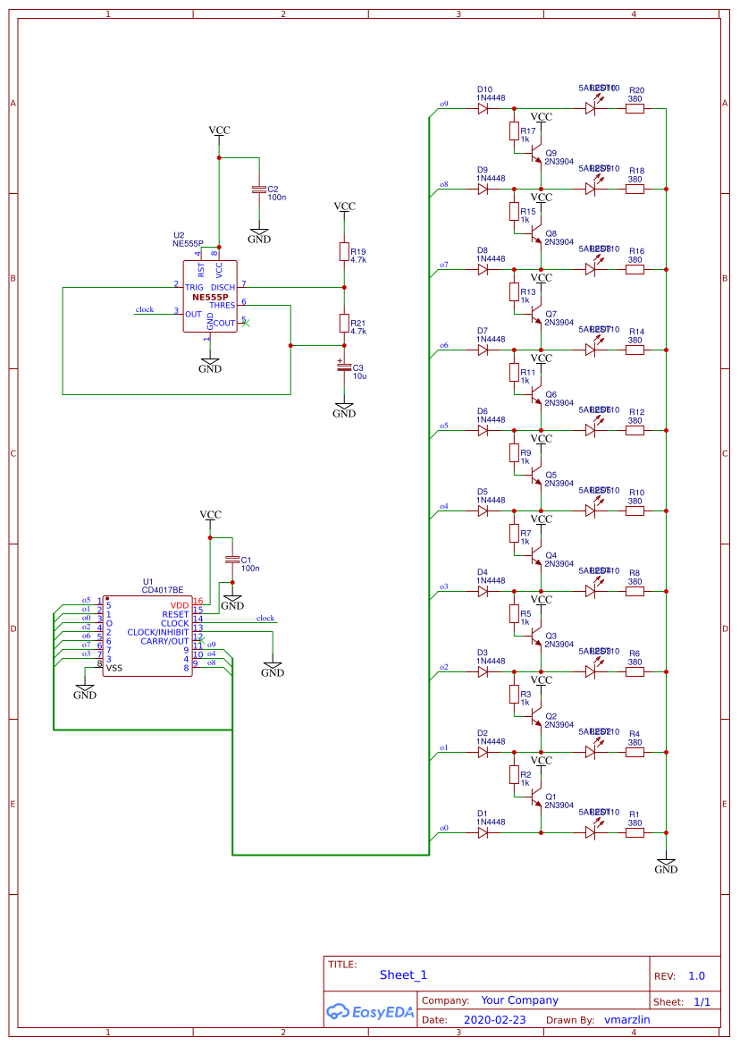 Barre de 10 LED utilisant un CD4017 - EasyEDA open source hardware lab