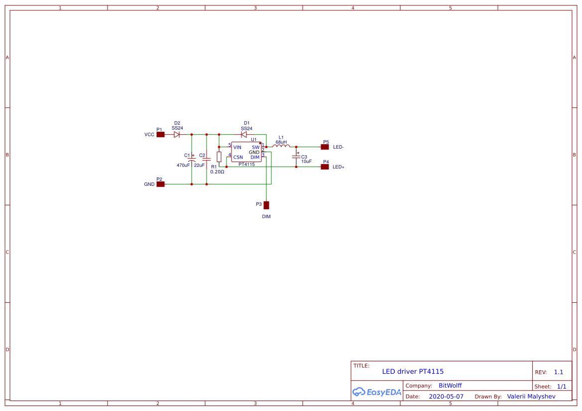 LED driver pt4115 - EasyEDA open source hardware lab