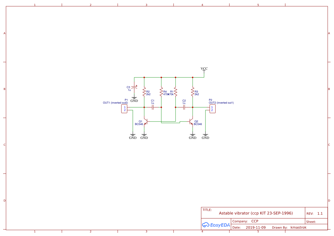 Astable vibrator - EasyEDA open source hardware lab