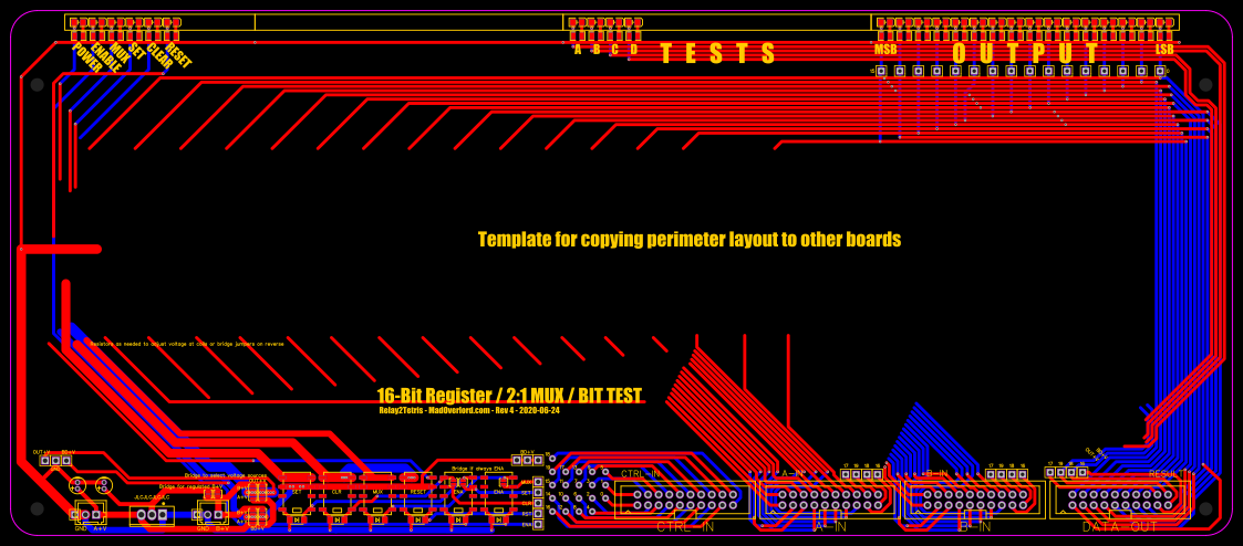16 Bit Relay Register with 2:1 Input Mux and Bit Test Unit - OSHWLab