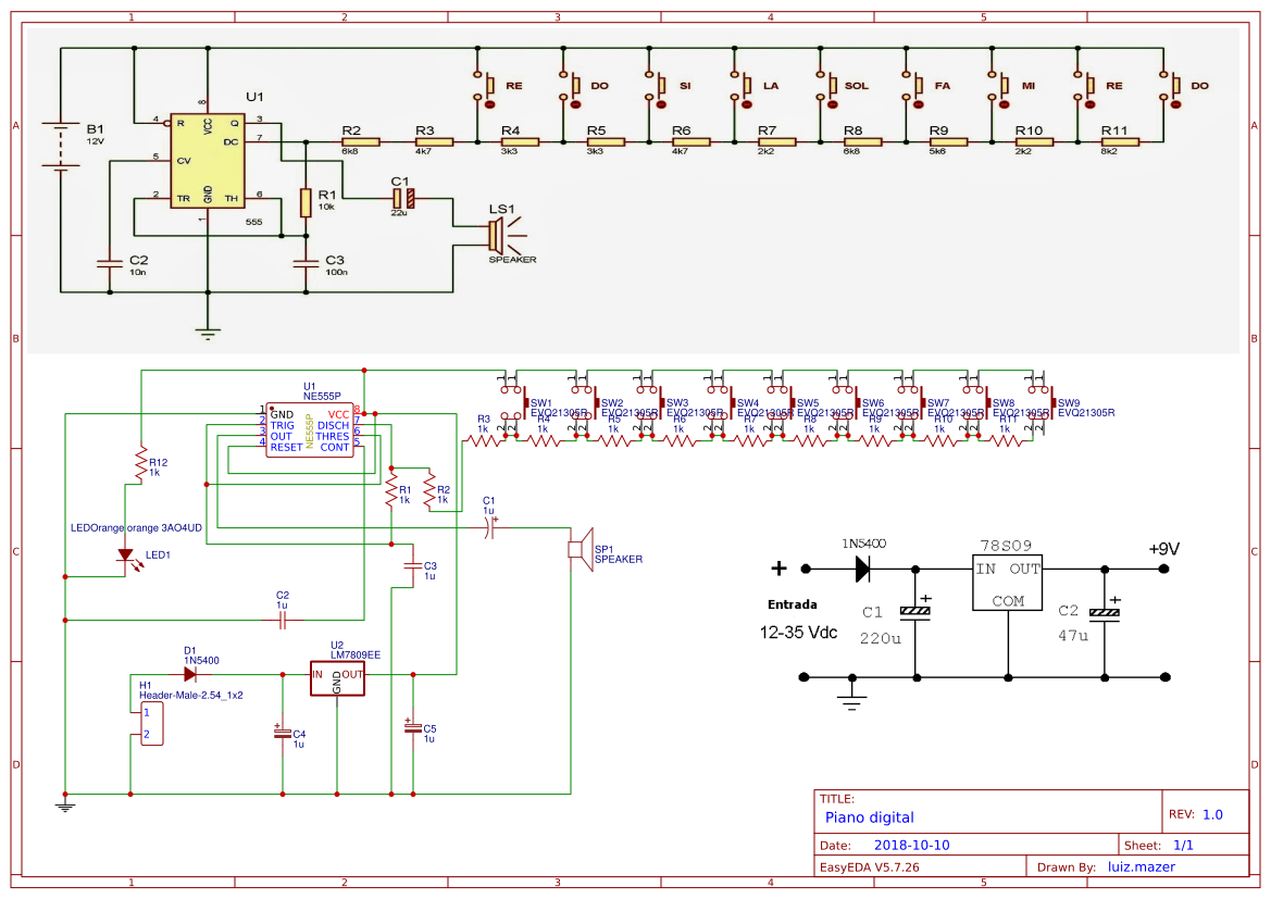Teclado digital - CI 555 - Platform for creating and sharing projects - OSHWLab