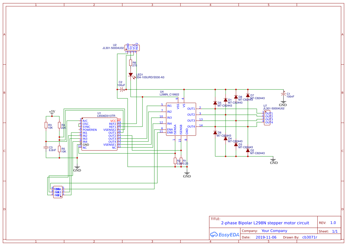 2-phase Bipolar L298N stepper motor circuit - EasyEDA open source hardware lab