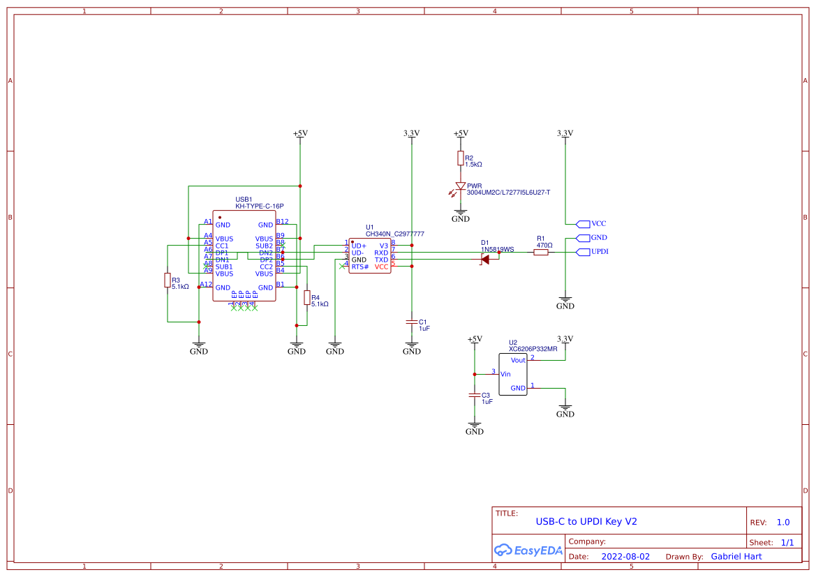 USB-C to UPDI Key V2 - OSHWLab