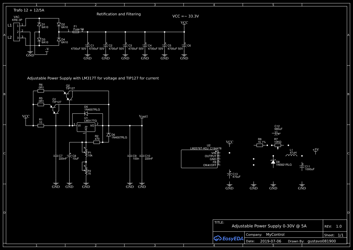 Adjustable Power Supply - EasyEDA open source hardware lab