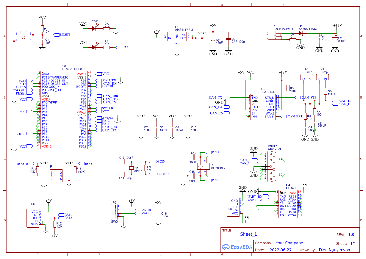 Usb2can Stm32f103 Easyeda Open Source Hardware Lab